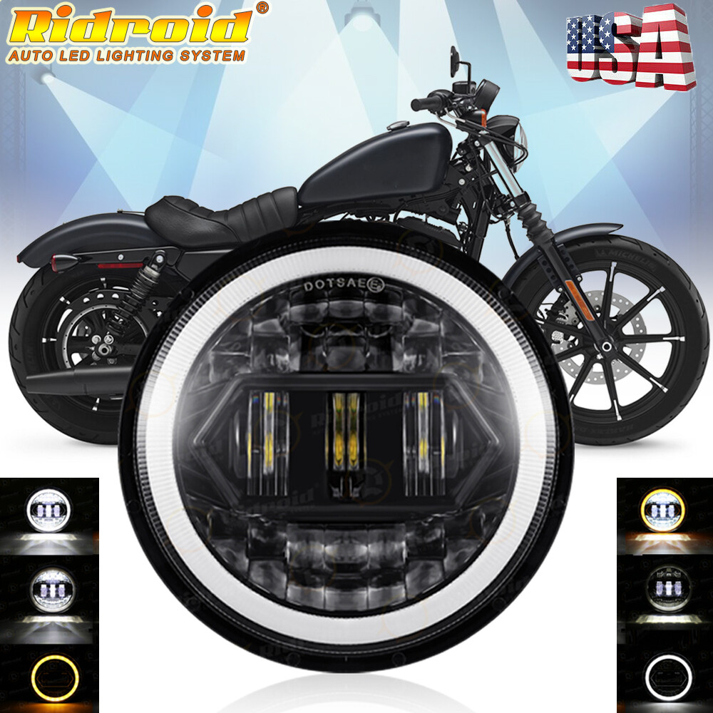 5.75" LED Headlight Halo DRL for Harley-Davidson Sportster 1200 Custom ...