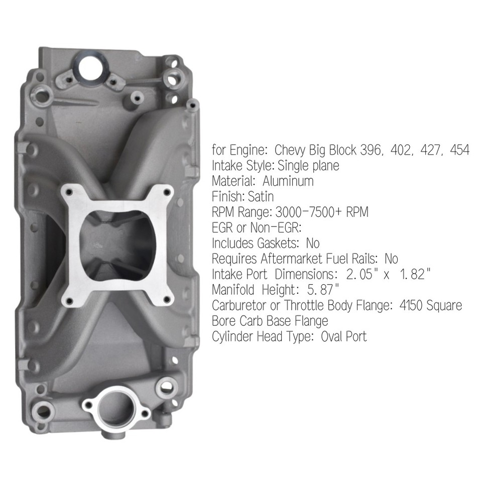 BBC Aluminum Single Plane Intake Manifold fit Big Block Chevy V8 396 ...