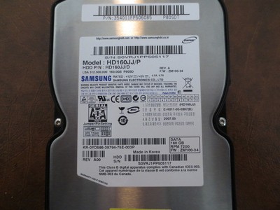 Samsung HD160JJ/P Rev.A Fw: ZM100-34 (P80SDT) 160gb 3.5 " SATA Rigide ...
