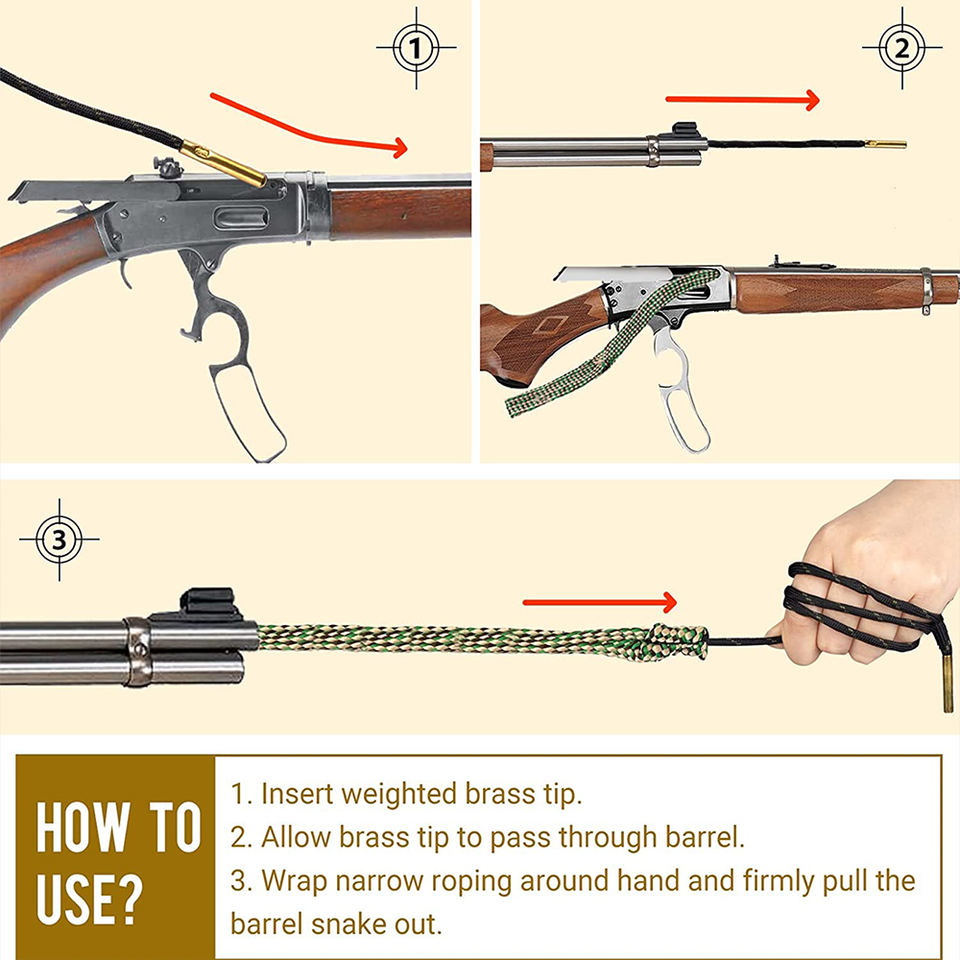 Bore Rope Gun Snake Barrel Cleaners .22 thru .45 & 12 20 Ga Rifle ...