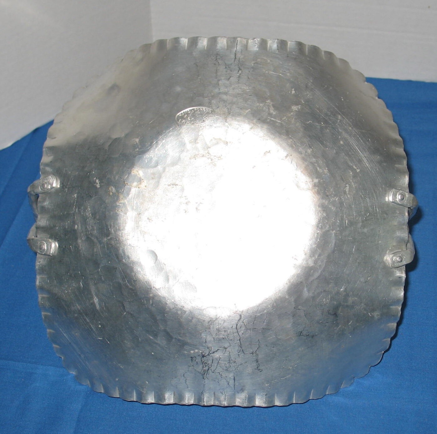 2 Vintage Hammered Aluminum Serving Tray and Basket Hand Forged ...