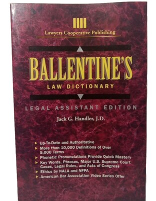 Ballentine's Law Dictionary by Jack G. Handler (1993, Trade Paperback ...
