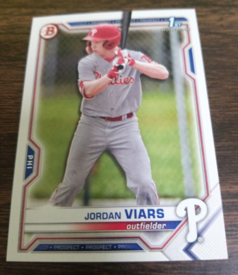 JORDAN VIARS 2021 1st BOWMAN DRAFT CARD BD-132 PHILLIES (FIRST ROOKIE ...