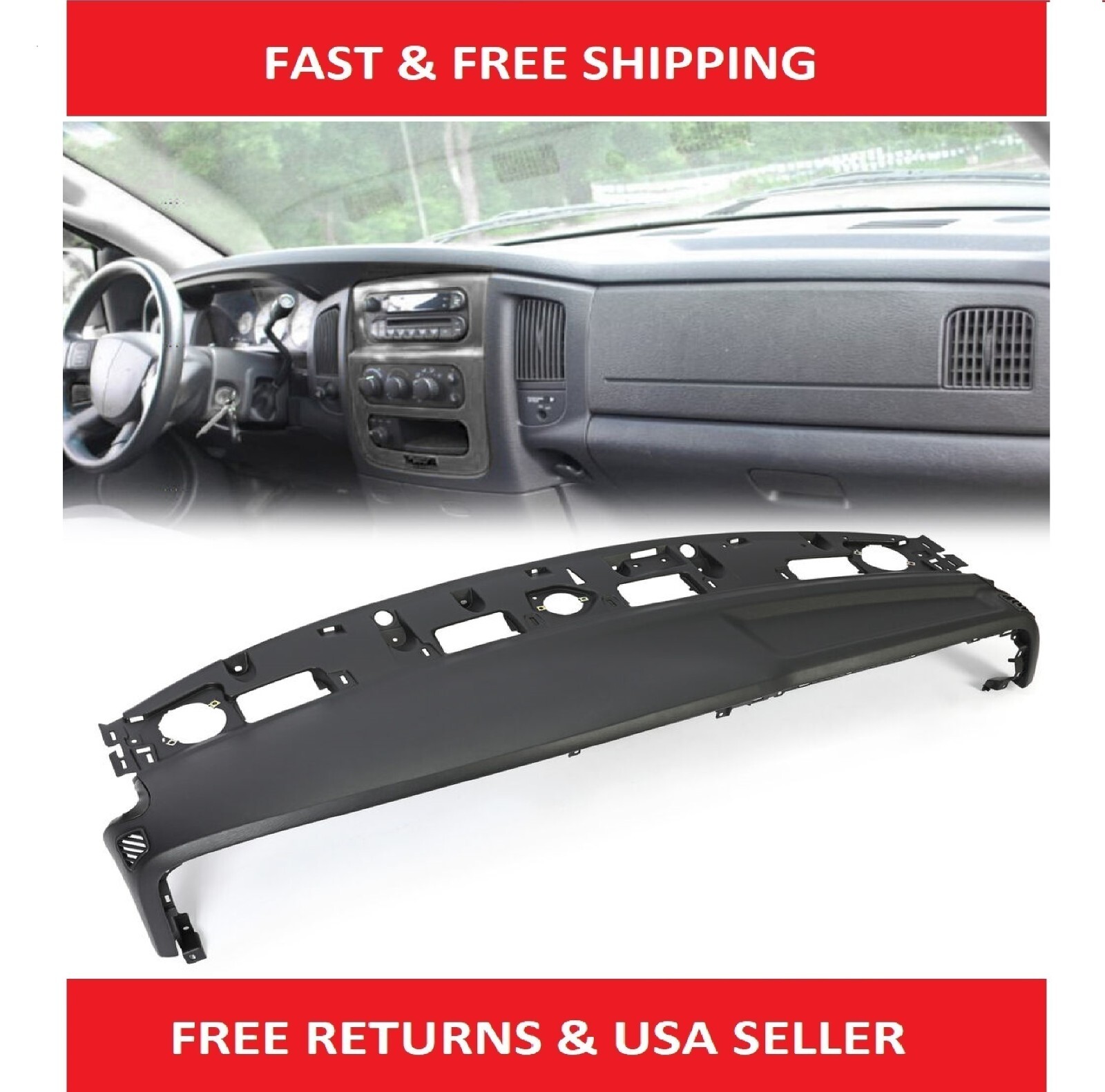 For 2002-05 Dodge Ram 1500 2500 Dashboard Dash Pad Replacement Dark ...