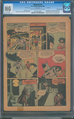 Batman #1 (1940) ⭐ CGC NG - 7TH PAGE ONLY ⭐ JOKER FIGHT PANELS! DC ...