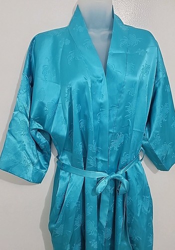 Vintage Saks Fifth Avenue Women's Satin Baby Doll Robe Sky Blue Sz M-L ...