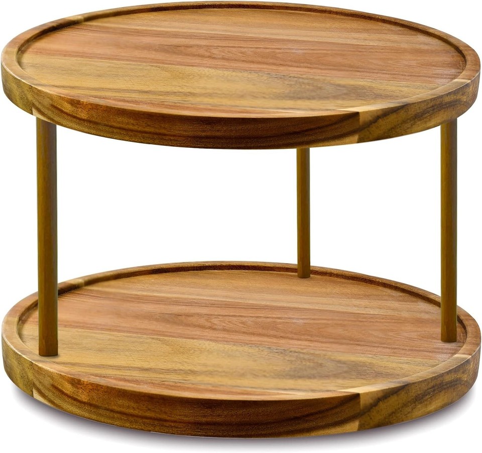 Kitchen Cabinet Organizer Acacia Wood Lazy Susan | eBay