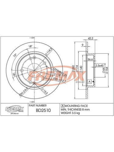 Fremax Brake Disc Rear Pair (BD-2510) | eBay