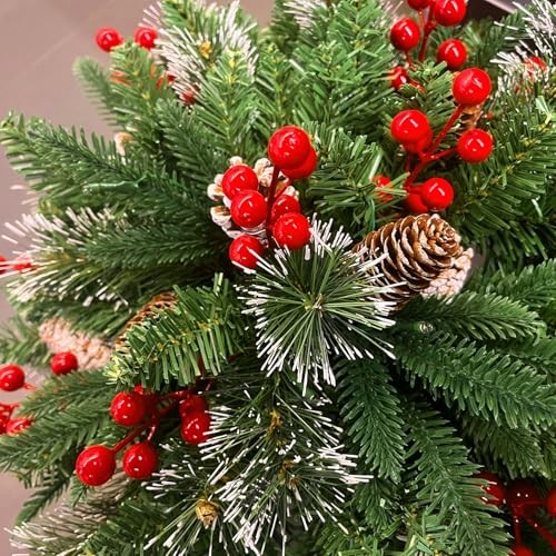 2 Pack Pre-lit Christmas Tree Urn Filler, Lighted Artificial Xmas Pine ...