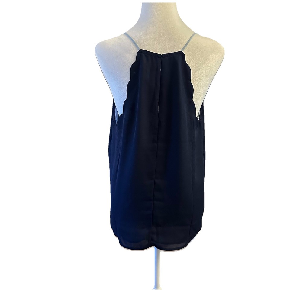 Sweet Wanderer Racerback Tank Top Navy Scallop Accents Women's Size ...