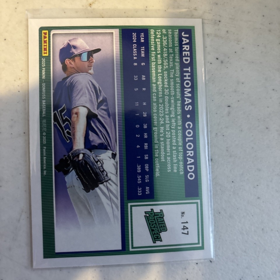 2025 Panini Donruss - Rated Prospect Jared Thomas #147 Rockets (RC ...