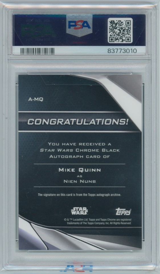 2023 Nien Nunb Topps Chrome Black Star Wars Gold Autographed 2/50 #3 ...