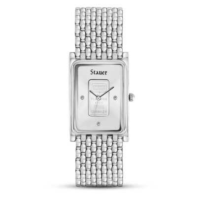 Stauer Stainless Platinum Ingot & Genuine Diamond Mens Watch 999.5 ...