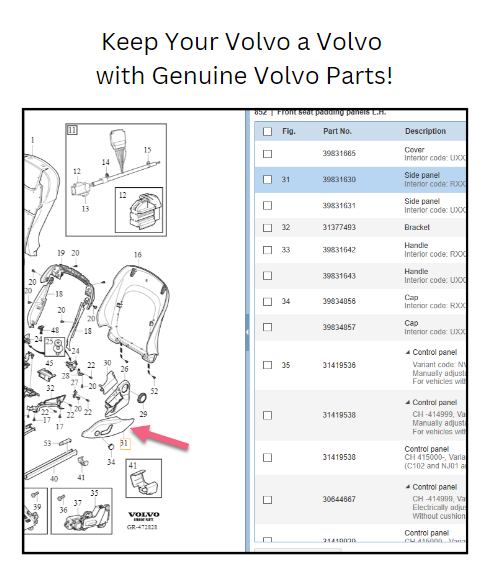 VOLVO XC60 XC90 FRONT LEFT CHARCOAL SEAT SWITCH TRIM COVER PANEL OEM ...