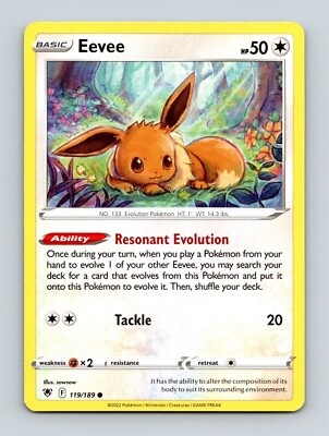 Eevee 119/189 Regular Common Astral Radiance Pokemon Trading Card TCG ...