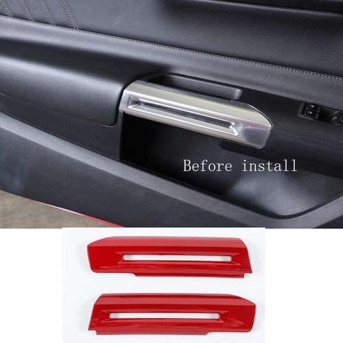 For Ford Mustang 2015+ Red Interior Door Armrest Frame Cover Trim ...