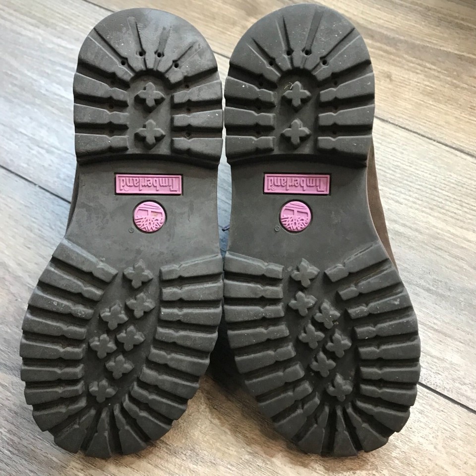 Timberland Girl's Lavender and Brown Leather Lace Up Boots TODDLER Size ...