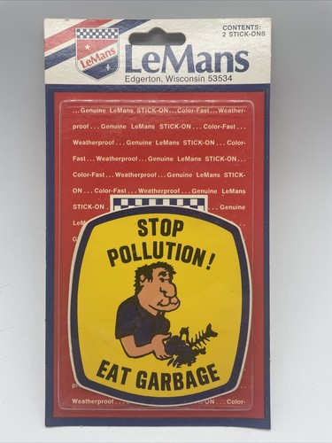 2 Stop Pollution Eat Garbage NOS Decal Sticker Environment Hot Rat Rod ...