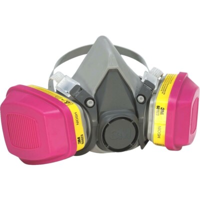 3M Half Face Respirator Facepiece Mask & 2 P100 Organic Vapor Acid Gas ...