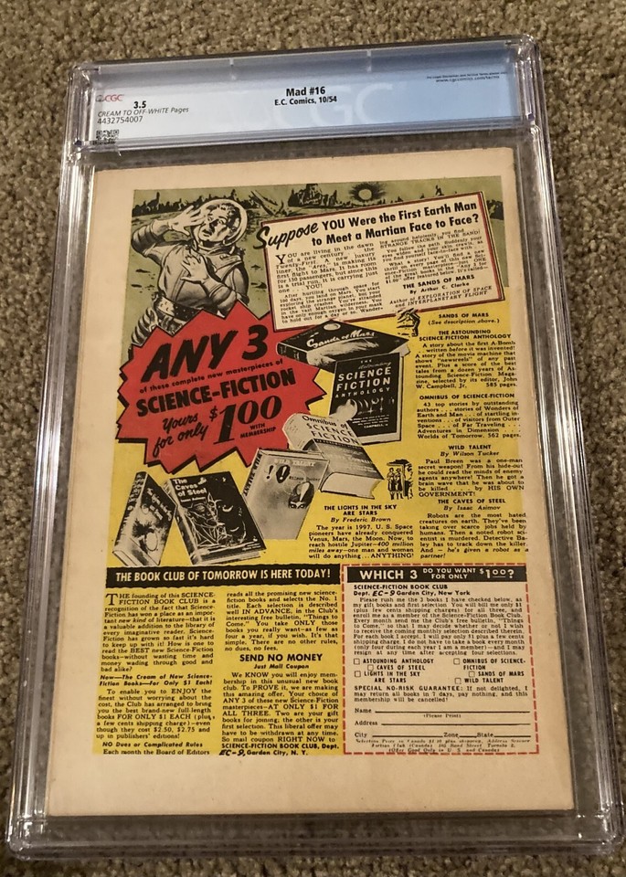 MAD #16 CGC 3.5 PRE-CODE -EC COMIC 1954-HARVEY KURTZMAN COVER & WALLY ...
