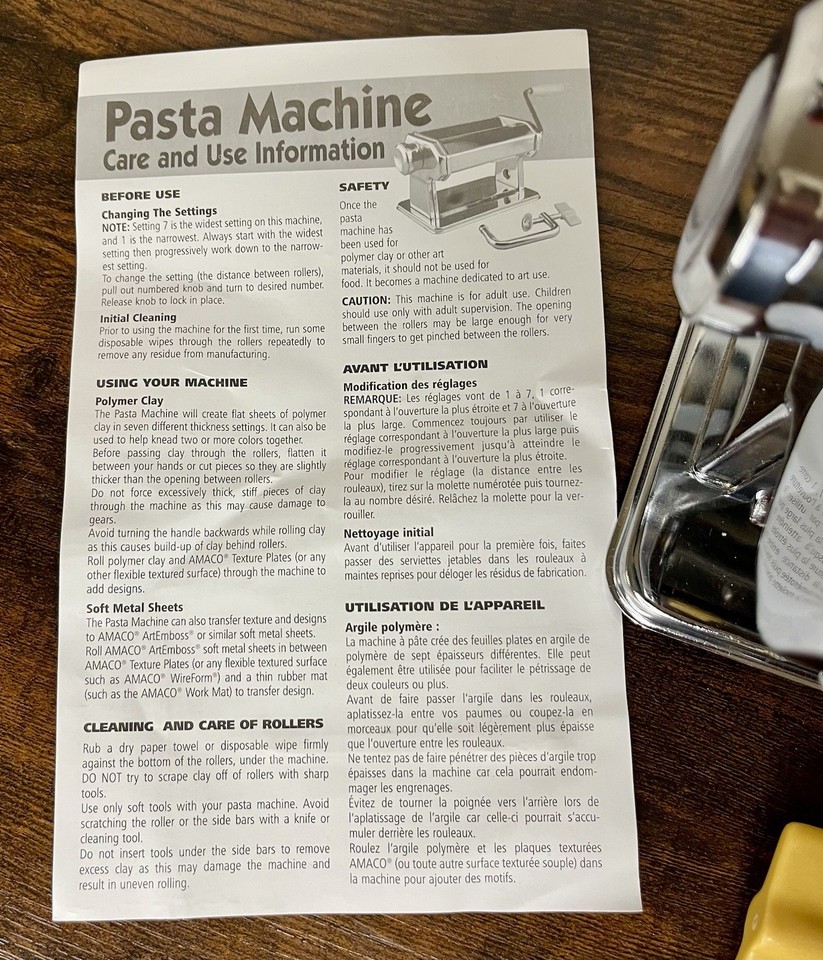 AMACO Craft Pasta Machine- For Use With Polymer Clays/ Soft Metal ...