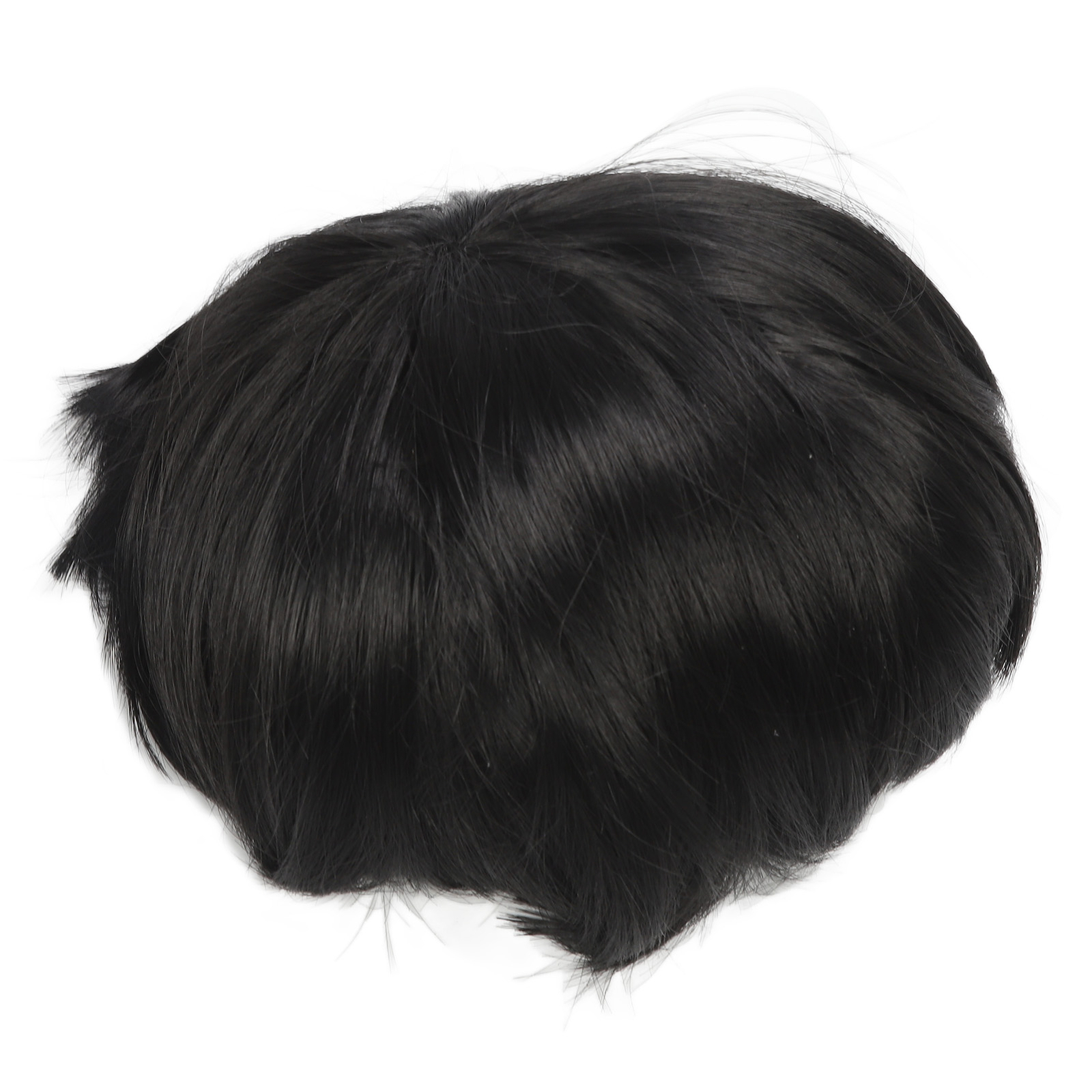 Boy Wig Black Short Hair Replacement Bangs Topper Top Wig Men Straight ...