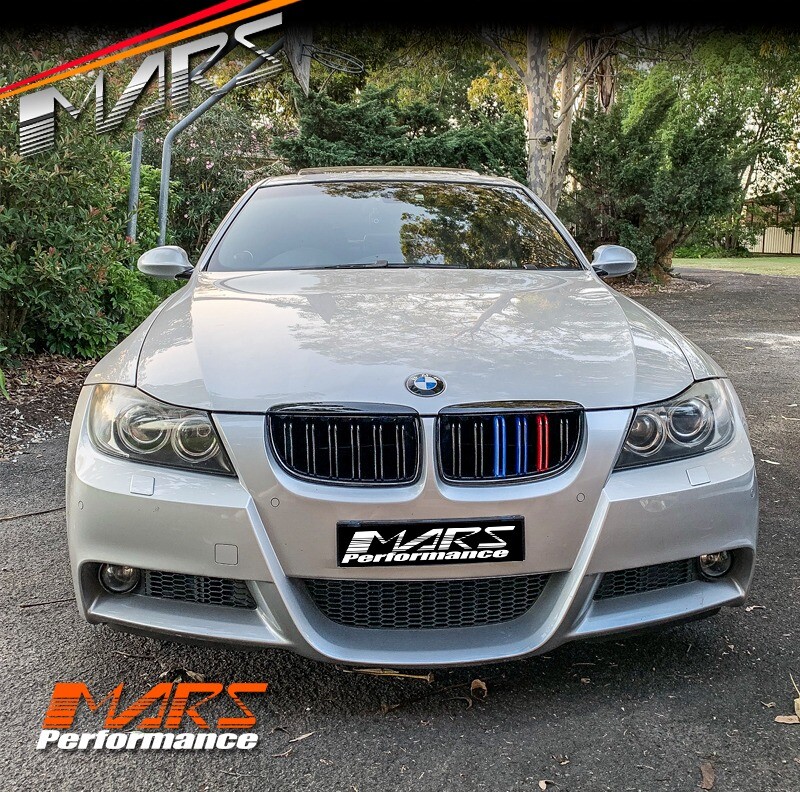 Gloss Black M4 Stripe Style Bumper Grill Grille for BMW 3 Series E90 ...
