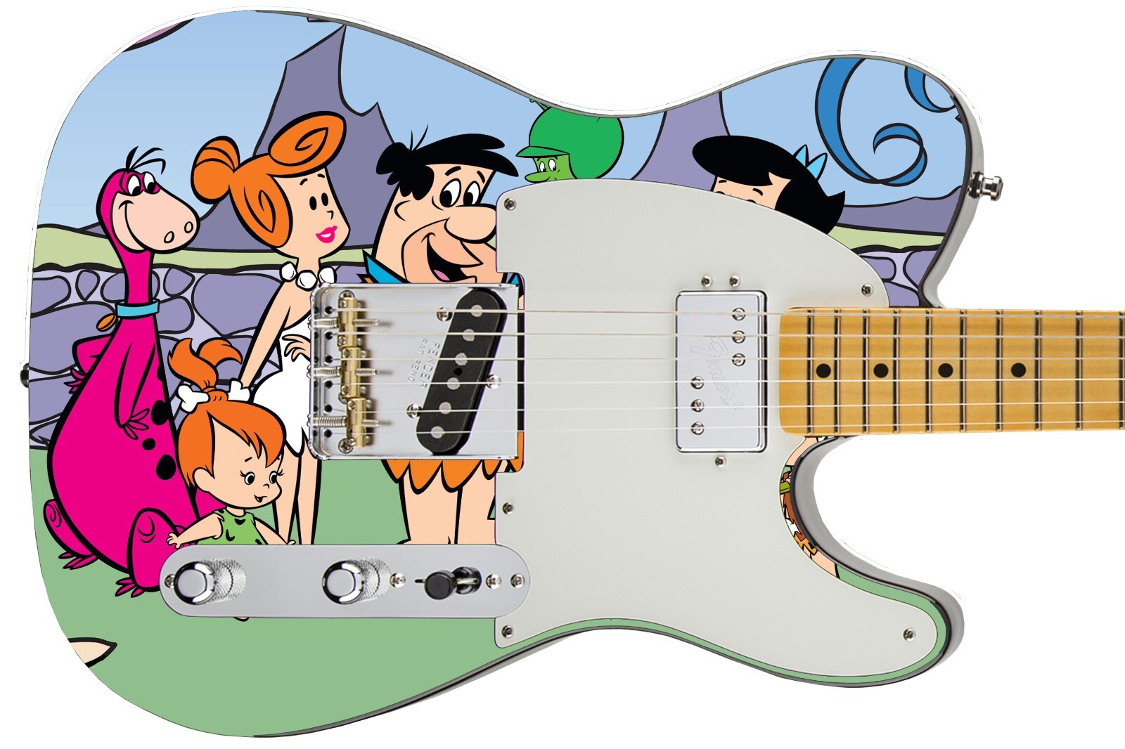 Guitar Skin Axe Wrap Bass Reface DIY Flintstones Vintage Gen X Cartoons ...