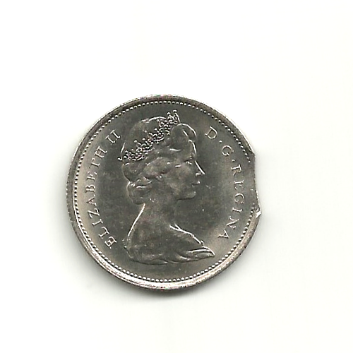 1968 Canadian Quarter 25 Cent Coin Clipped Planchet & Broad Strike ...