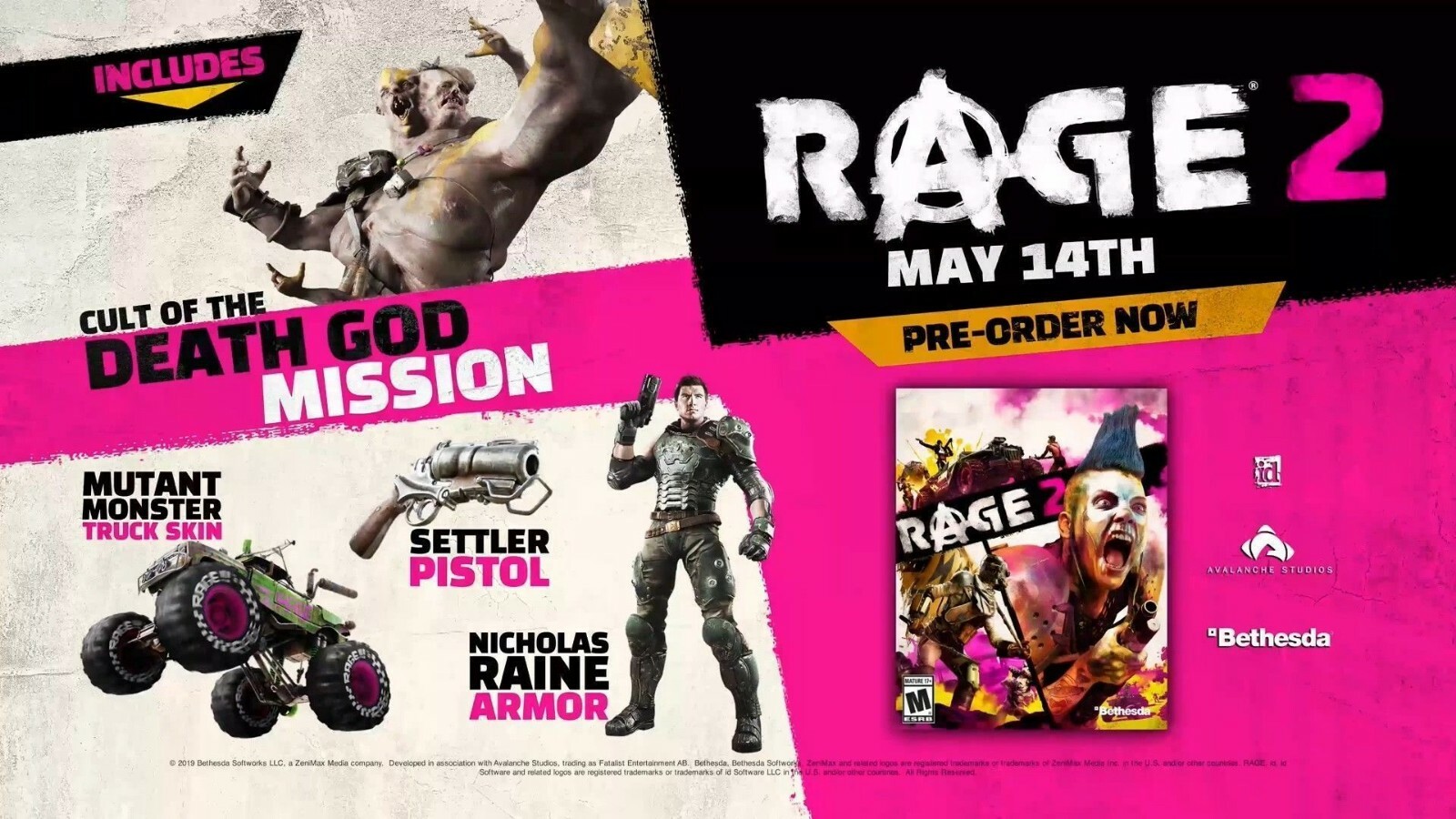 Rage 2 DLC Code Settler Pistol Nicholas Raine Armor PlayStation PS4/PS5 ...