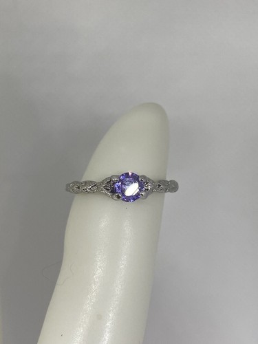 Sm. Silver Tone Faux, Amethyst (Purple), Faceted, Prong Setting, Size 5 ...