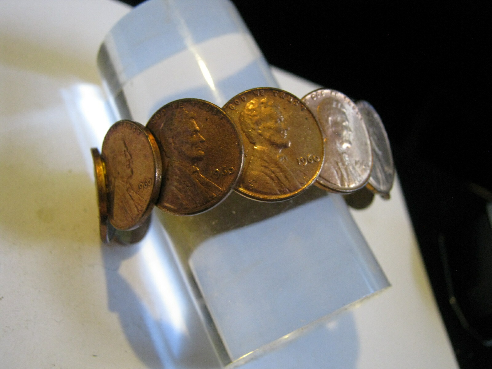 Healing/Arthritis? Copper Lincoln Penny Bracelet, 11 1960s Coins 2 3/8 ...