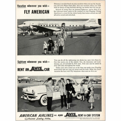 1953 American Airlines Avis: Wherever You Wish Vintage Print Ad | eBay