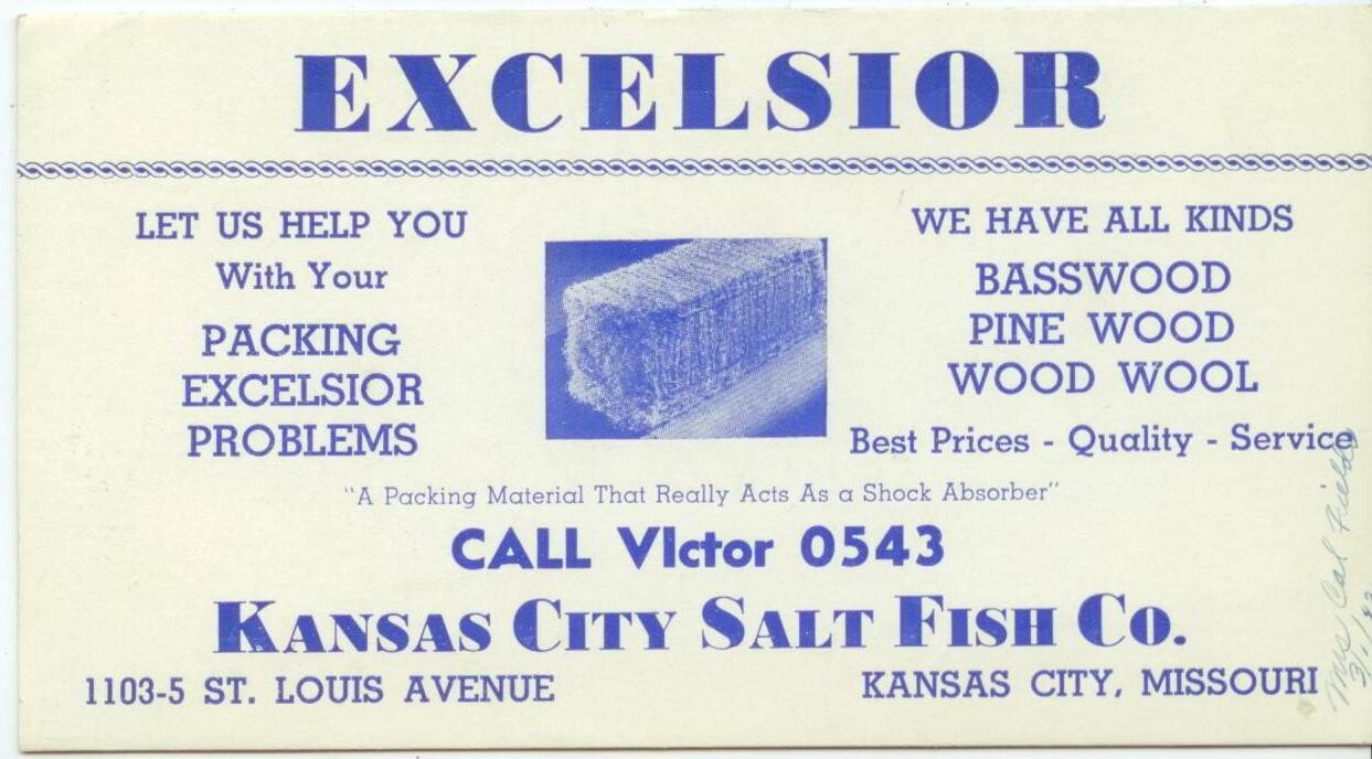 c1940 Kansas City Missouri Salt Fish Co ad blotter - Excelsior Packing ...