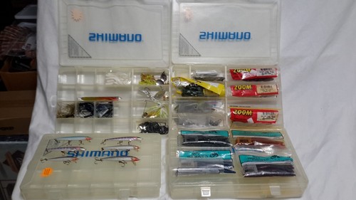 Lot of four Shimano Tackle Boxes SHM-370-24 with Yamamoto, Zoom other ...