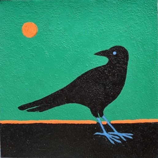 Abstract Crow Art Painting Original Back Raven Bird Modern Landscape ...