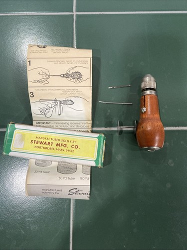 Vtg The Speedy Stitcher SEWING AWL Kit Stewart Mfg Co 2 Needles ...