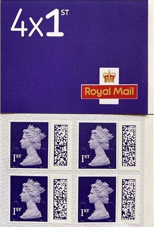 x4 Royal Mail First 1st Class Stamps Barcode Queen Elizabeth NEW RRP £6 ...