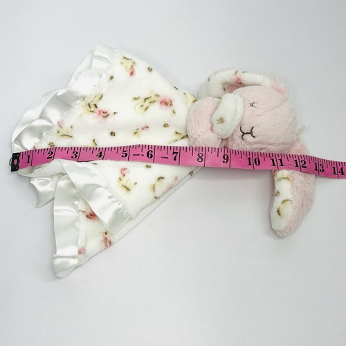 Little Me Bunny Rabbit Lovey Pink Ivory Floral White Satin Ruffle ...