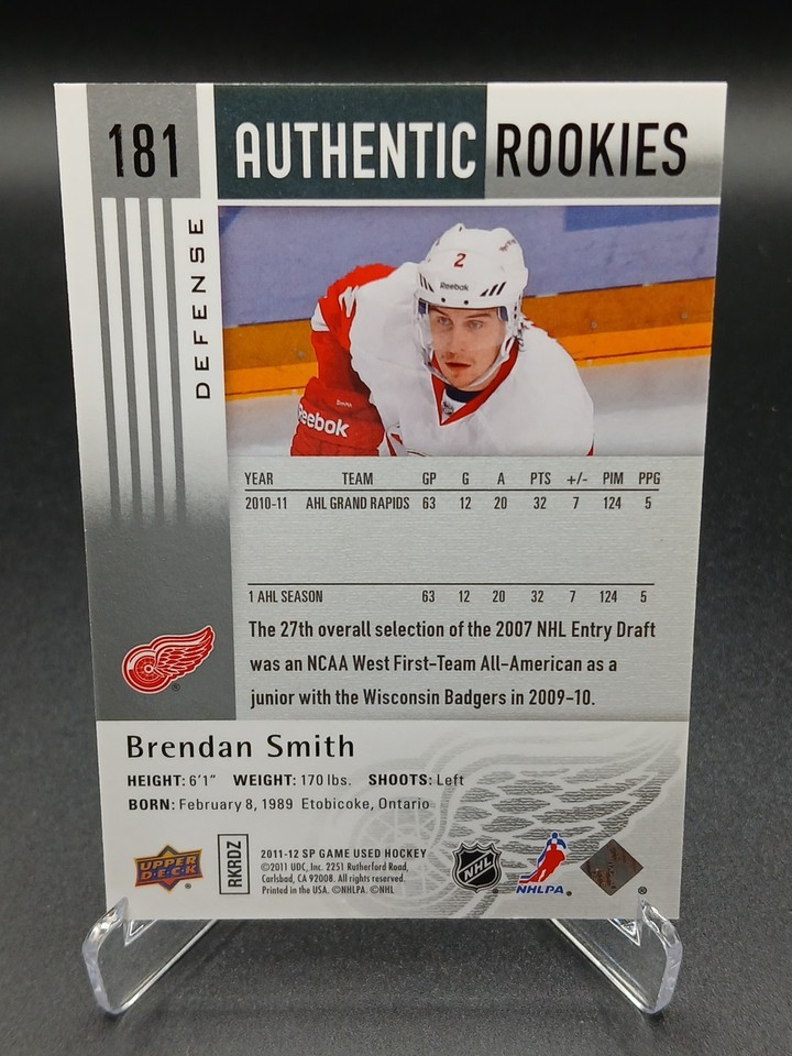 Brendan Smith /699 SP Authentic Rookies RC 11-12 SP GU - NHL Detroit ...