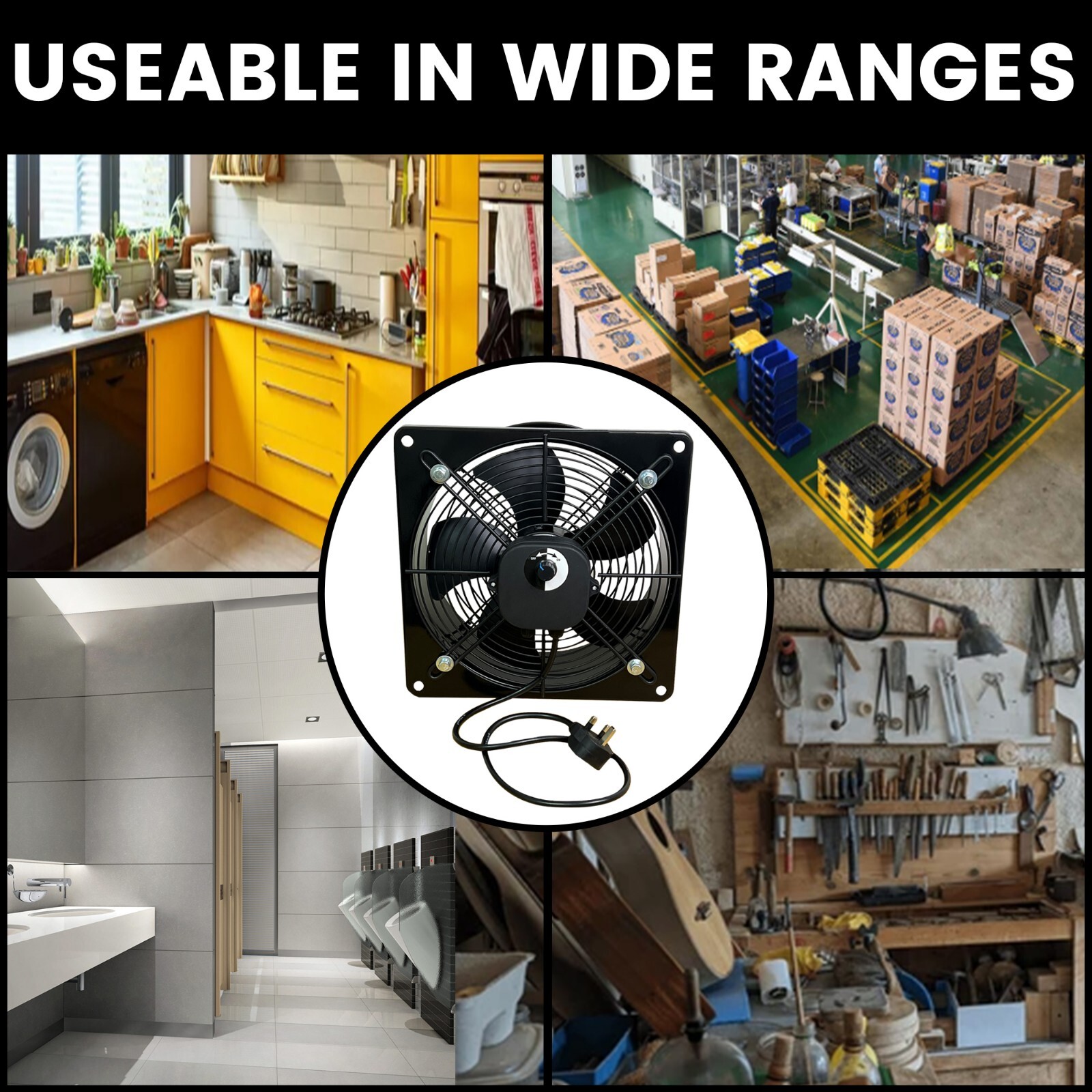 N Industrial Ventilation Extractor Metal Axial Exhaust Air Fan 8/10/12 ...