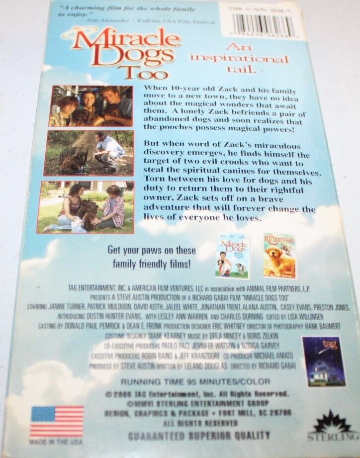 Miracle Dogs Too (VHS 2006) Charles Durning, Patrick Muldoon, Jaleel ...