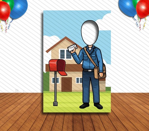 Mailman Theme Face Cutout, 24x36" Photo Standee, Party Selfie Photo ...