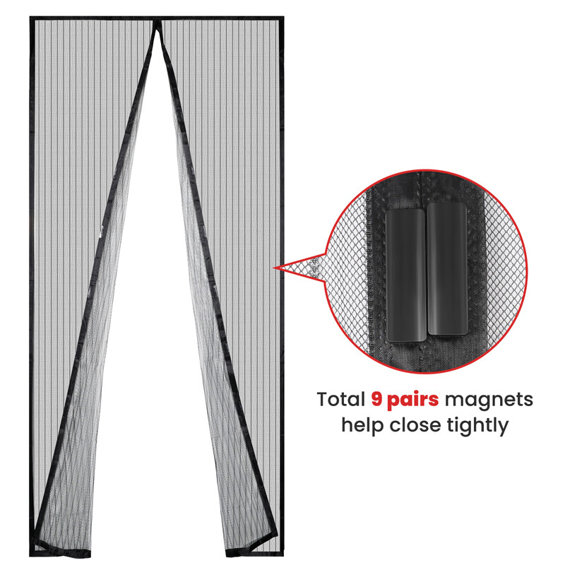 2x Magnetic Screen Door Mesh Hand-Free Net For Mosquito Fly Insect Bug ...