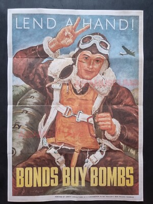 1941 WW2 AMERICA PILOT AIRCRAFT BUY WAR BONDS BOMBER PLANE PROPAGANDA ...