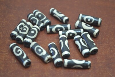 30 PCS CHOCOLATE BROWN WAVY BUFFALO BONE TUBE BEADING BEADS 1" #224 | eBay