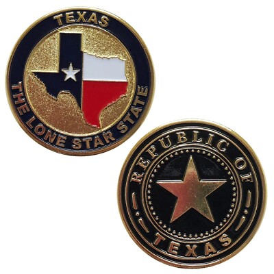 Republic of Texas Challenge Coin : Gold-plated Brass, ~1.5 Oz, 1.75 ...