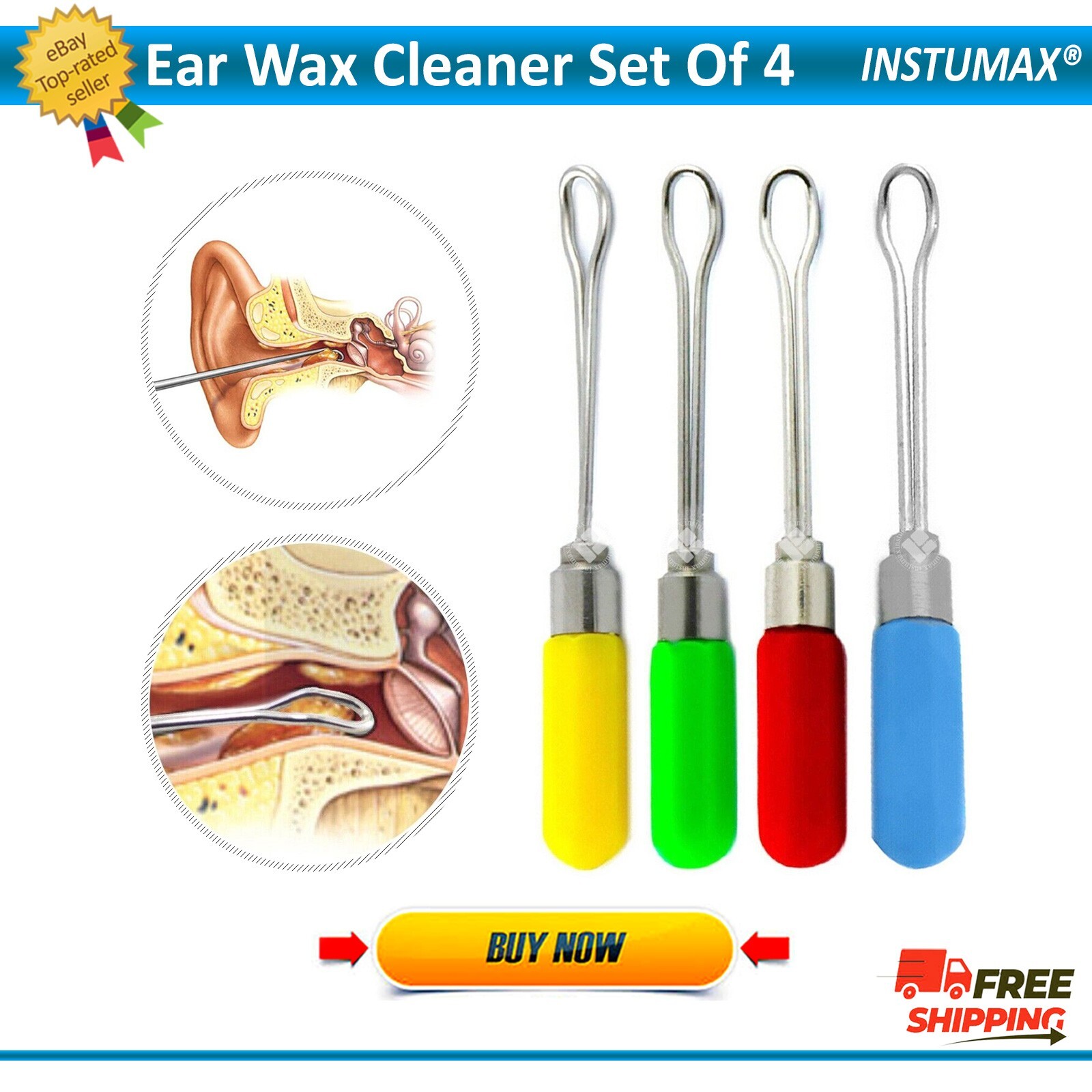 INSTUMAX® Ear Wax Cleaner Loop ENT Earwax Cleaning Curettes Colorful ...
