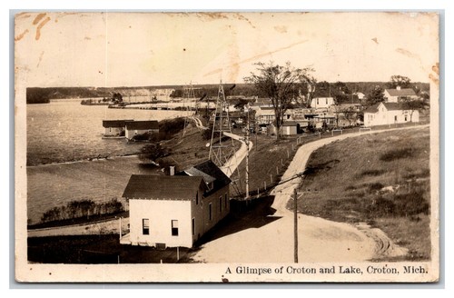 CROTON Michigan MI RPPC ~ Town view Aerial Newaygo County Bird's Eye ...