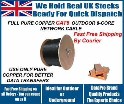 CAT6 Solid PE Black Outdoor Cable 305m 100% Copper Network Ethernet ...